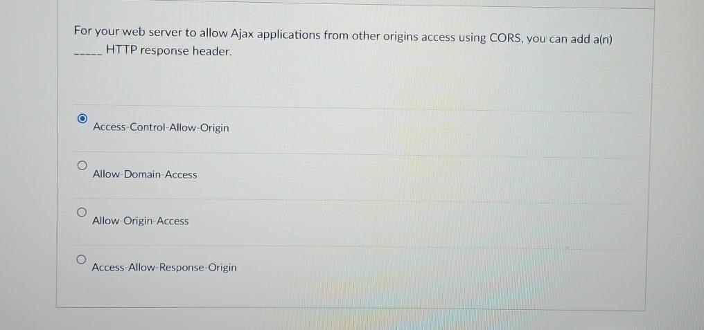 Solved For your web server to allow Ajax applications from | Chegg.com
