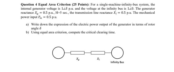 Solved Question 4 Equal Area Criterion (25 Points): For a | Chegg.com