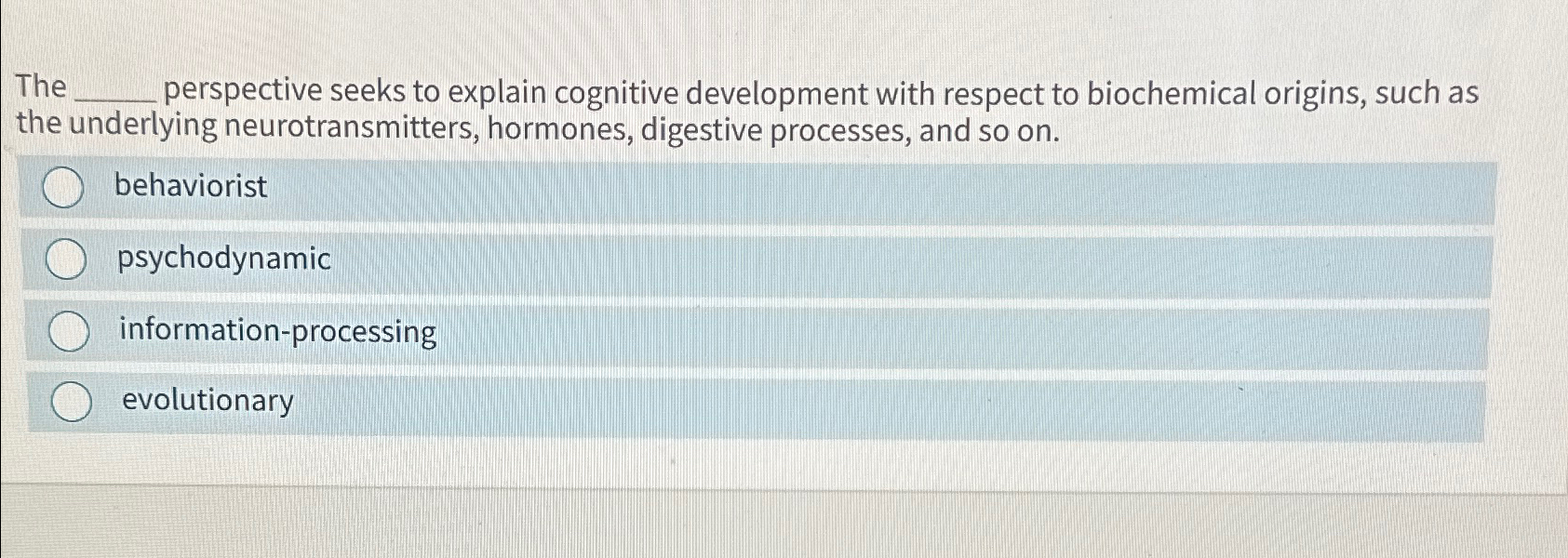 Solved The perspective seeks to explain cognitive | Chegg.com
