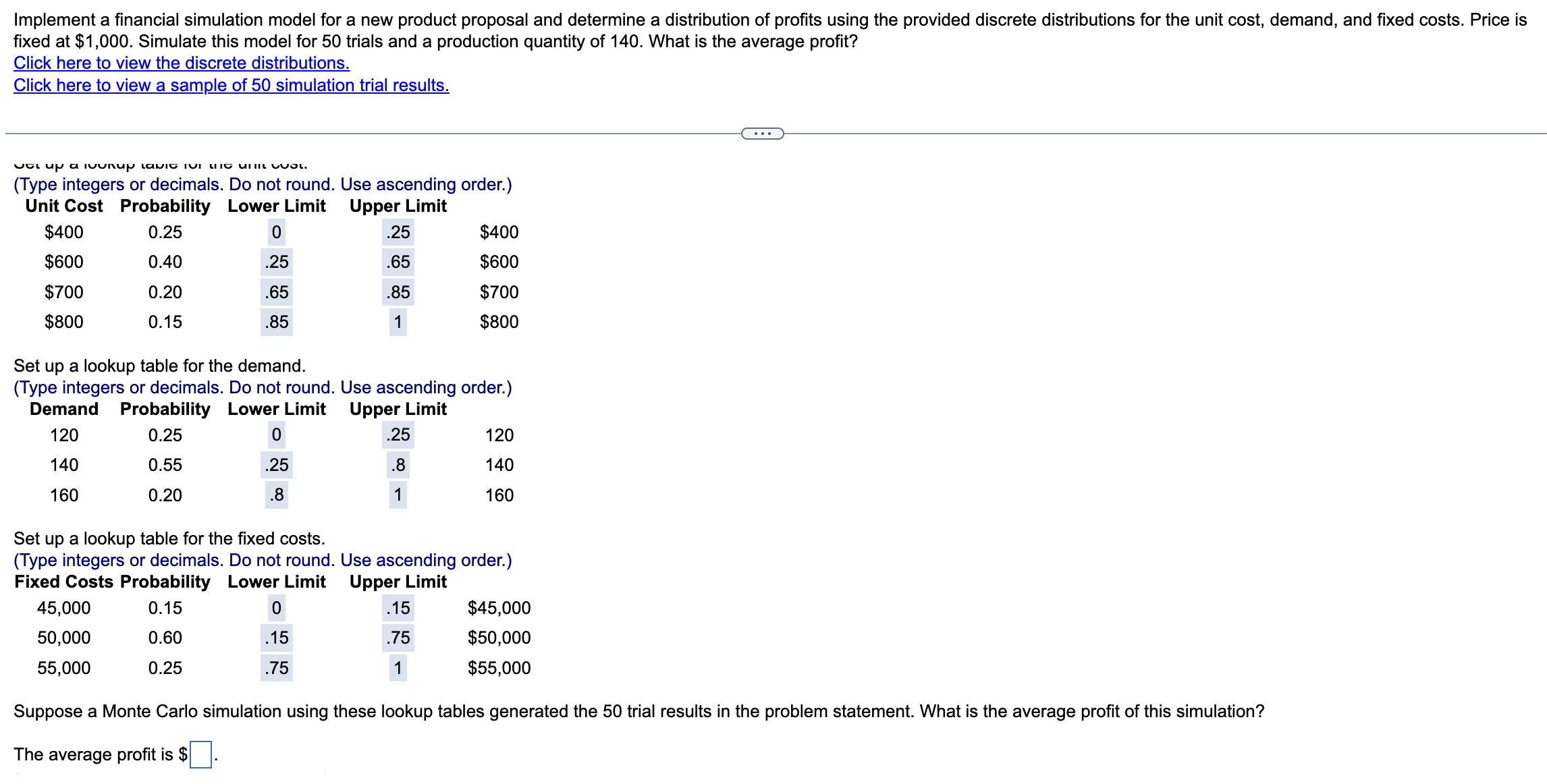 Solved Implement a financial simulation model for a new | Chegg.com