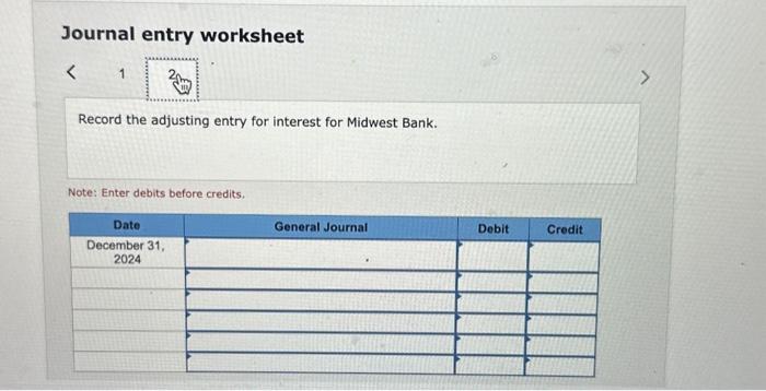 Journal entry worksheet Record the adjusting entry | Chegg.com