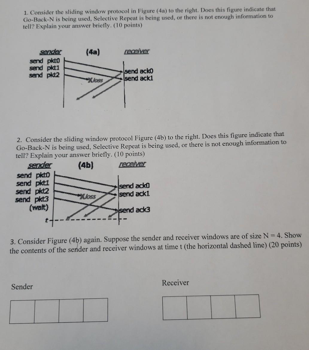 Solved 1. Consider the sliding window protocol in Figure | Chegg.com