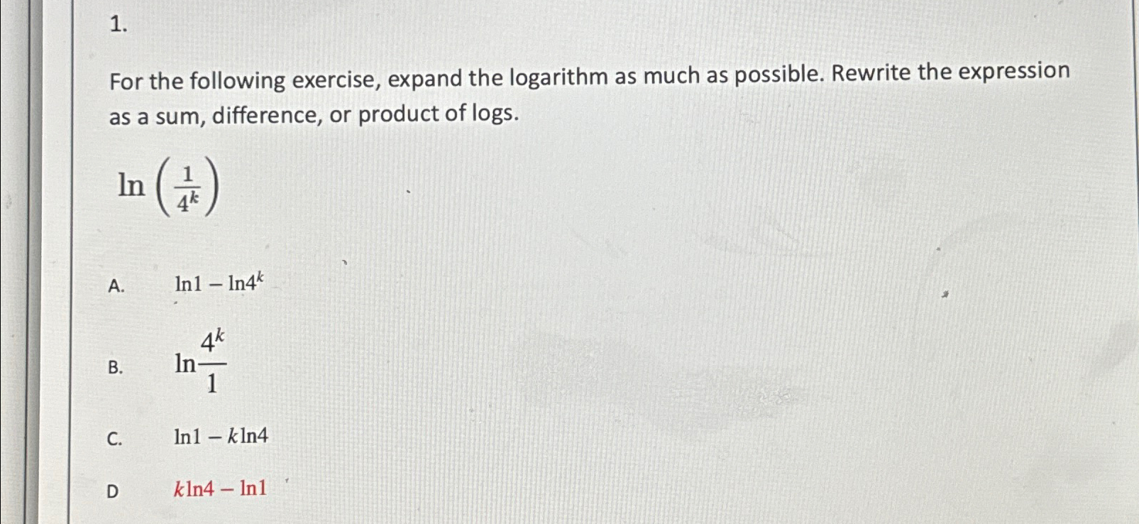 Solved For the following exercise, expand the logarithm as | Chegg.com