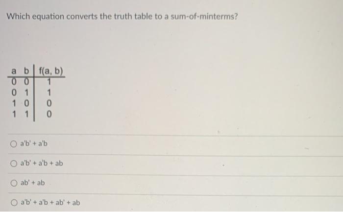 Solved Which of the following is a sum-of-minterm | Chegg.com