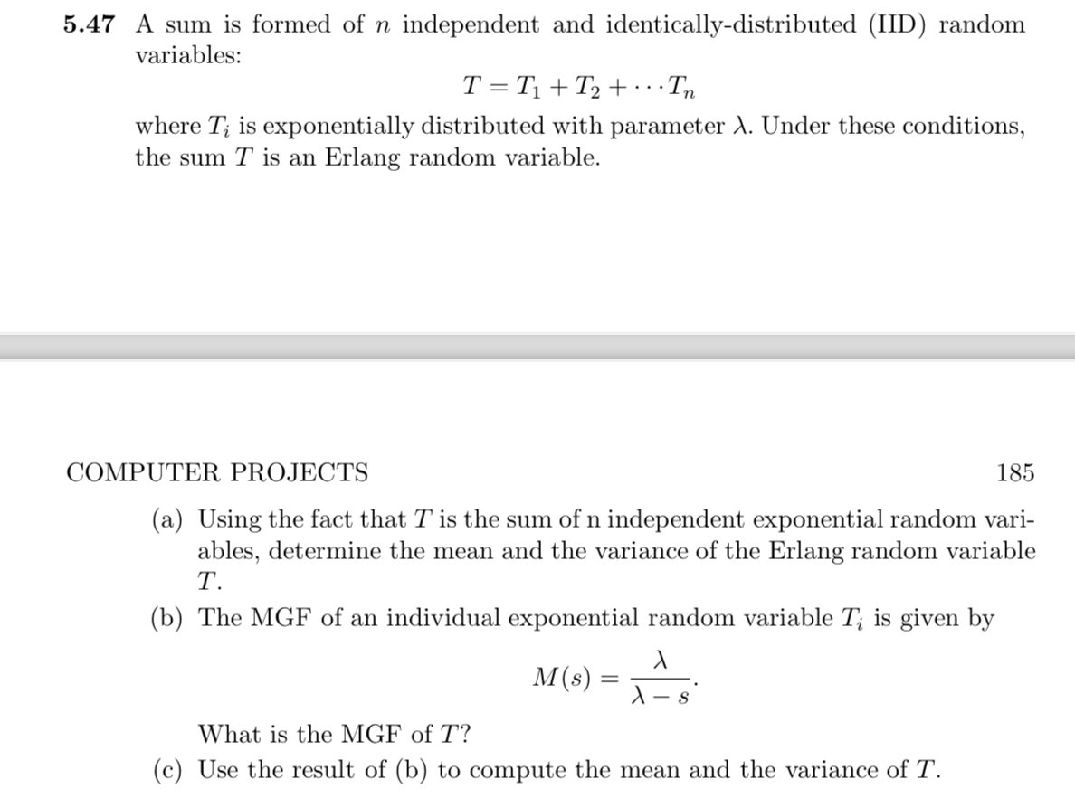 5.47 ﻿A sum is formed of n ﻿independent and | Chegg.com