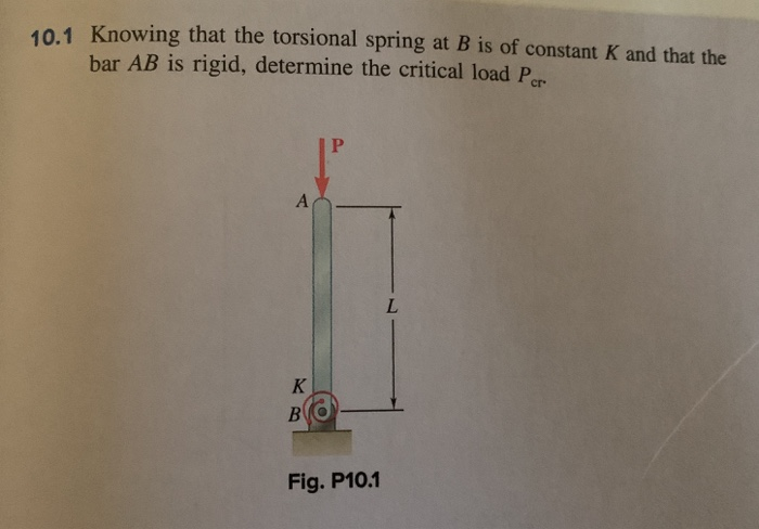 Solved 401 Knowing that the torsional spring at B is of | Chegg.com