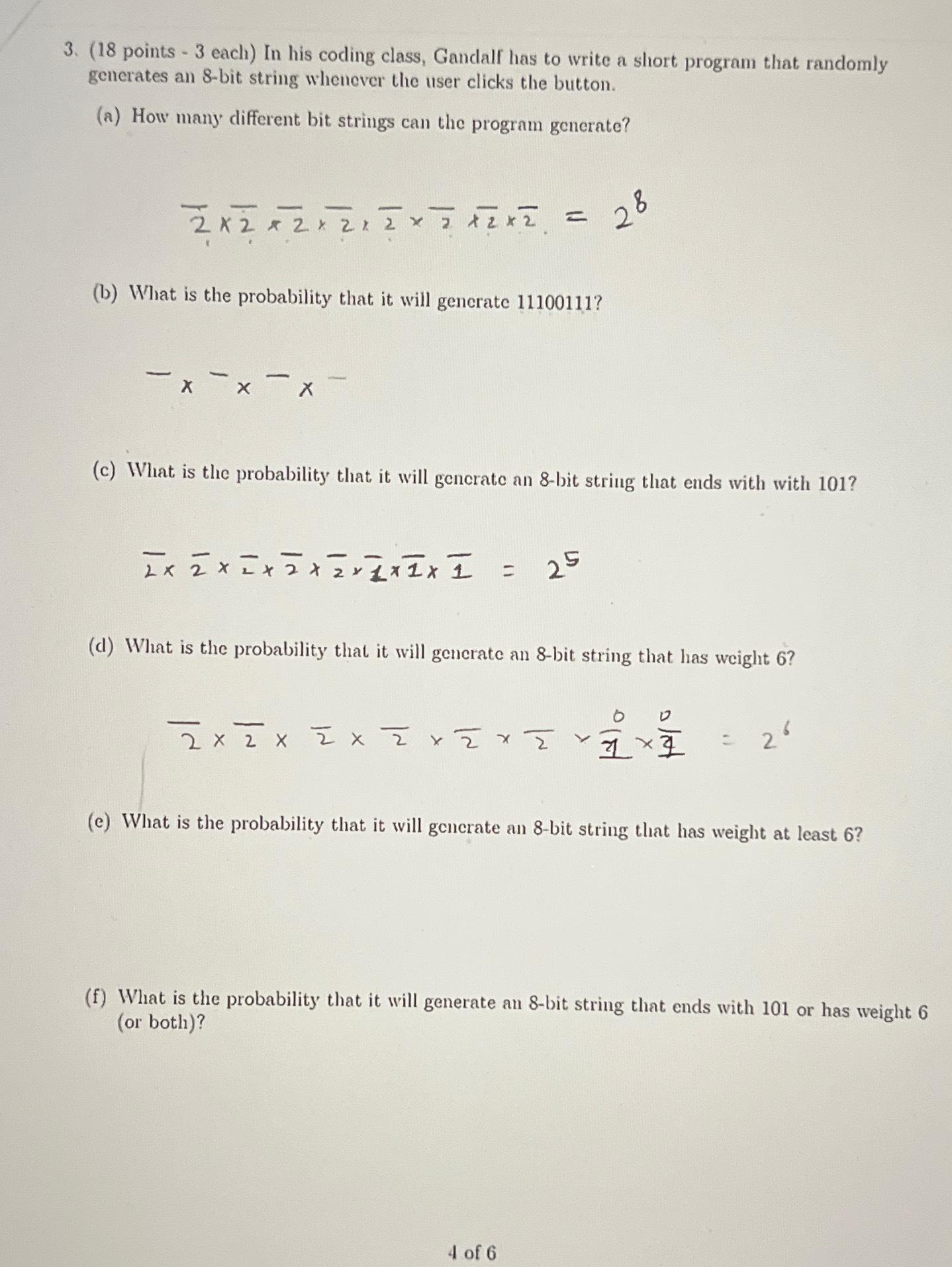 Solved (18 ﻿points - 3 ﻿each) ﻿In his coding class, Gandalf | Chegg.com