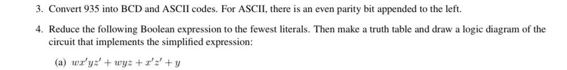Solved Convert 935 ﻿into BCD and ASCII codes. For ASCII, | Chegg.com