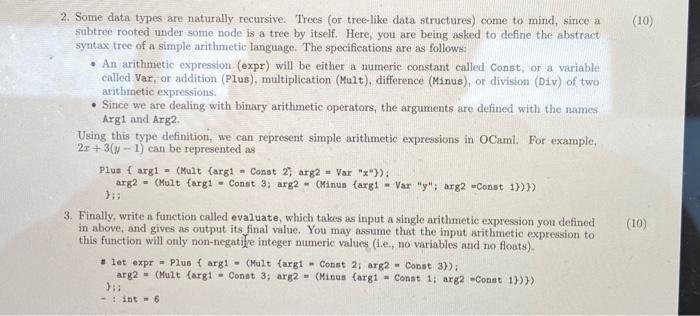 Please write the code for this OCaml question. If you | Chegg.com