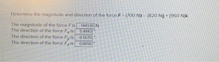 Solved Determine the magnitude and direction of the force | Chegg.com