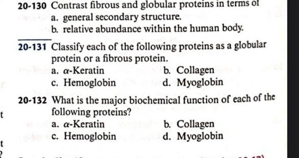 Solved 20-130 Contrast fibrous and globular proteins in | Chegg.com