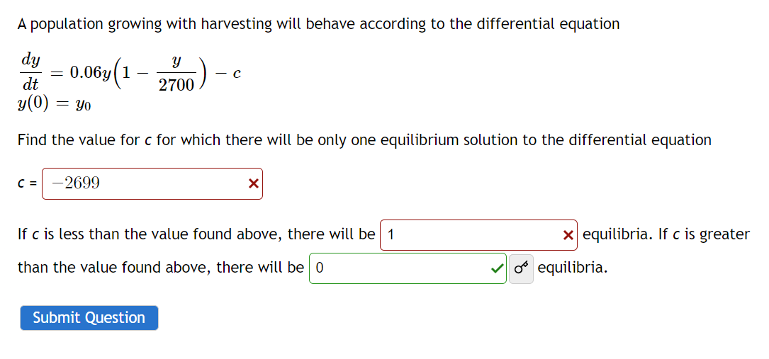 Solved A population growing with harvesting will behave | Chegg.com