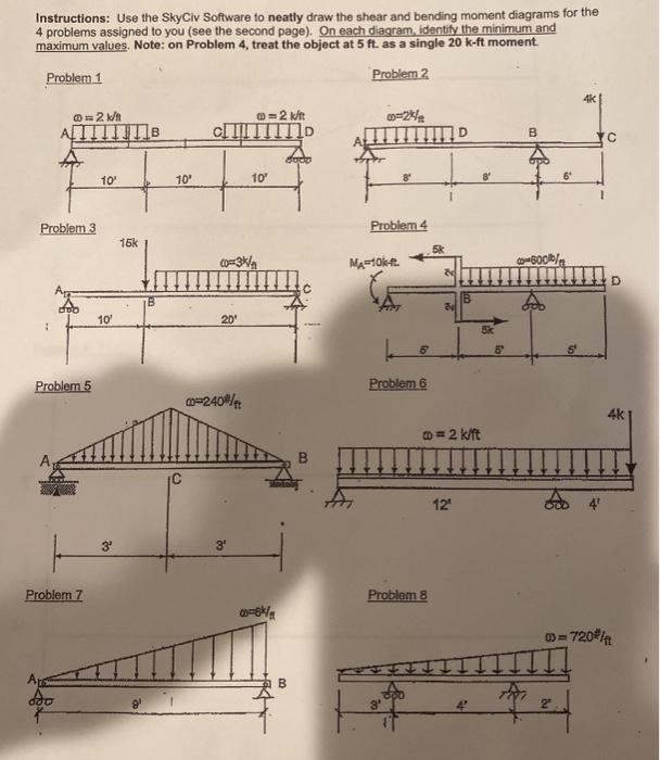Solved Instructions: Use the SkyCiv Software to neatly draw | Chegg.com