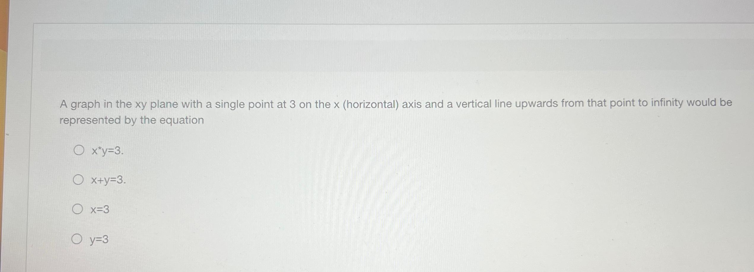 Solved A graph in the xy plane with a single point at 3 ﻿on | Chegg.com