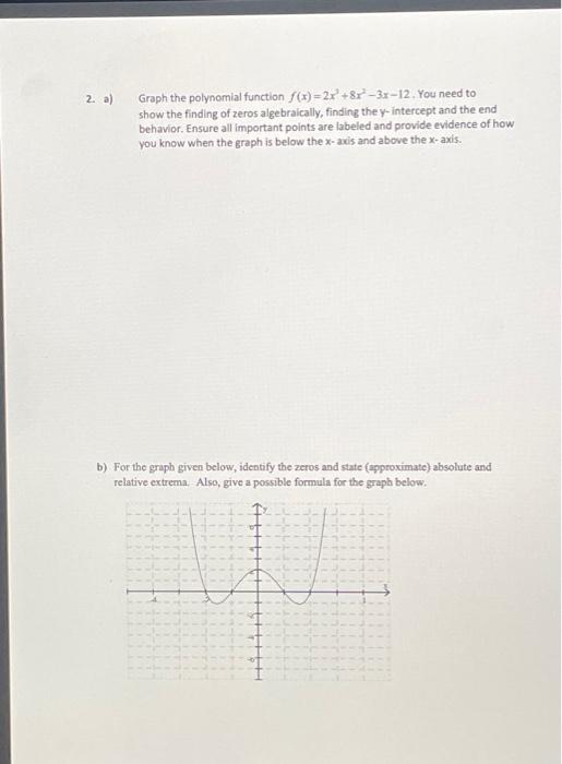 Solved 2. a) Graph the polynomial function | Chegg.com