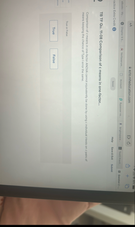 Solved TB TF Qu. 11-08 ﻿Comparison of c means in | Chegg.com