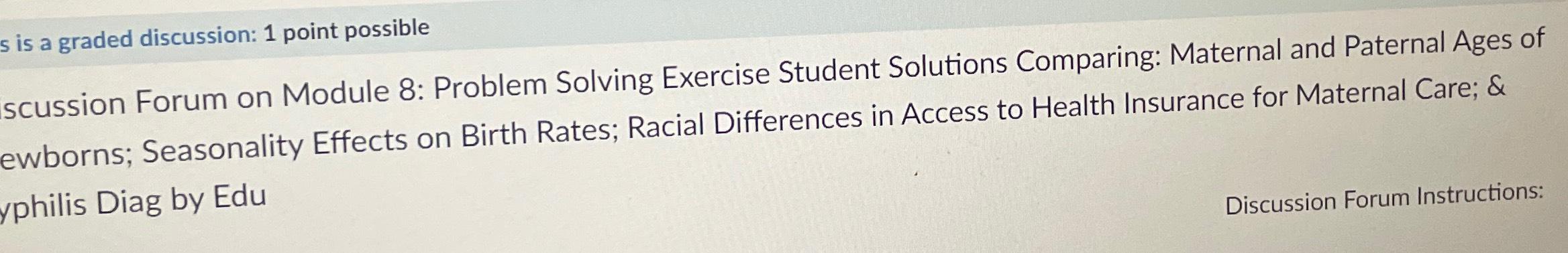 s ﻿is a graded discussion: 1 ﻿point possiblescussion | Chegg.com