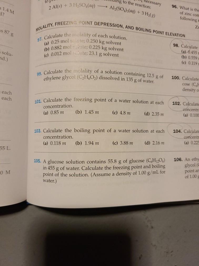 Solved MOLALITY, FREEZING POINT DEPRESSION, AND BOILING | Chegg.com