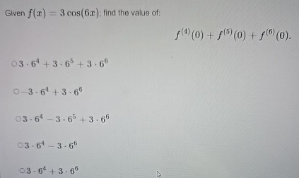 Solved Given f(x)=3cos(6x); find the value | Chegg.com