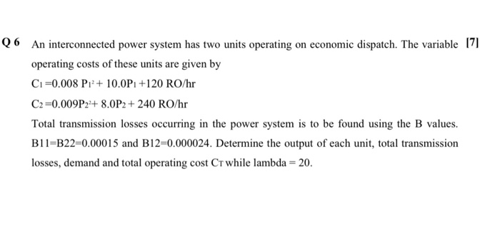 Solved An interconnected power system has two units | Chegg.com