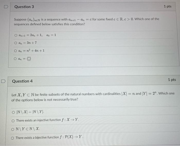 Solved Suppose (an)n∈N is a sequence with an+1−an=c for some | Chegg.com