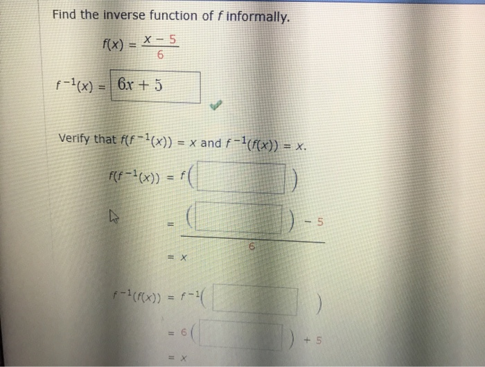 Solved Find the inverse function of f informally. p=1(x) = | Chegg.com