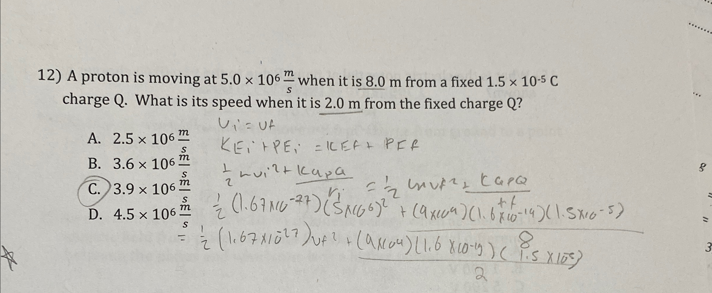 Solved A proton is moving at 5.0×106ms ﻿when it is 8.0m | Chegg.com
