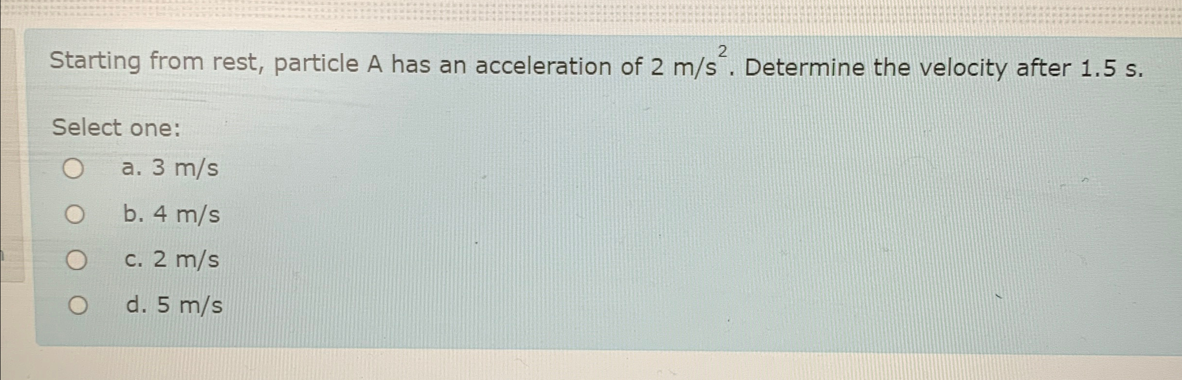 Solved Starting from rest, particle A has an acceleration of | Chegg.com