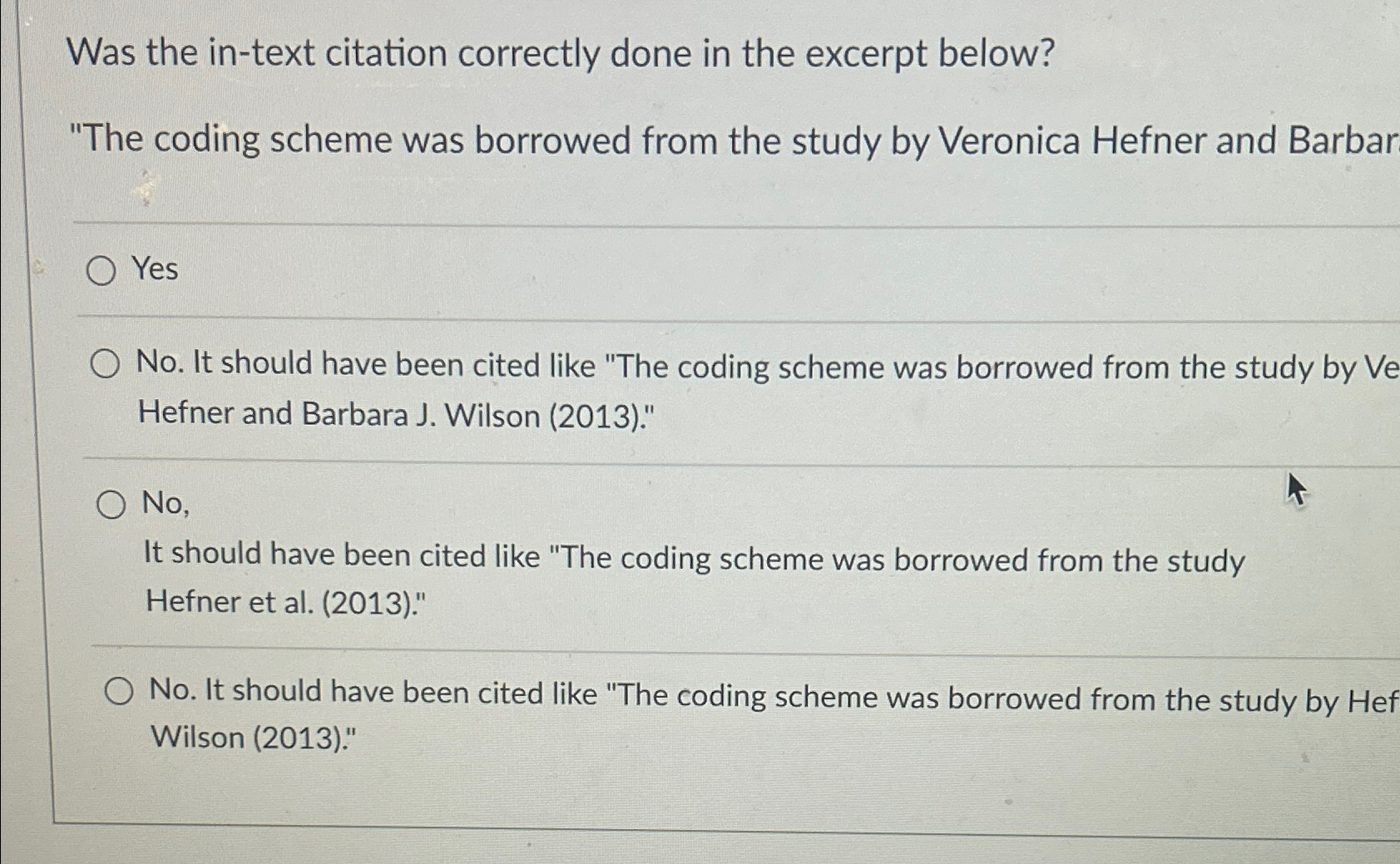 Solved Was the in-text citation correctly done in the | Chegg.com