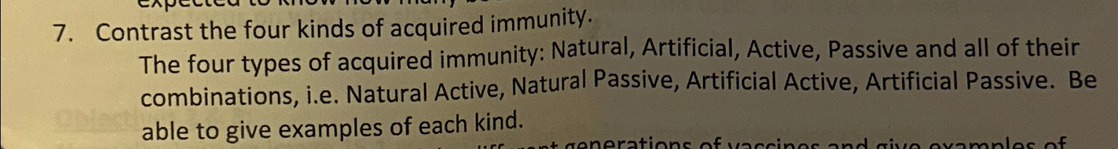 Solved Contrast the four kinds of acquired immunity.The four | Chegg.com
