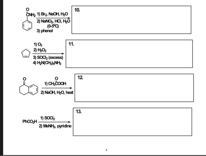 Solved 10. CNH, 1) Brz, NaOH, H2O 2) NaNO, HCI, HO (0-5°C) | Chegg.com