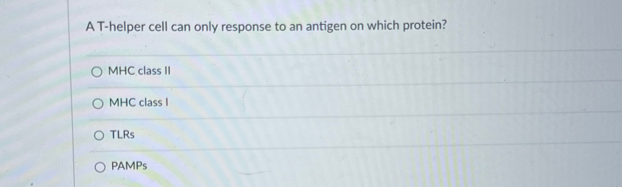 Solved AT-helper cell can only response to an antigen on | Chegg.com