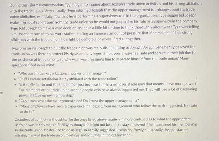 Solved Joseph, a factory worker has been working in Big | Chegg.com