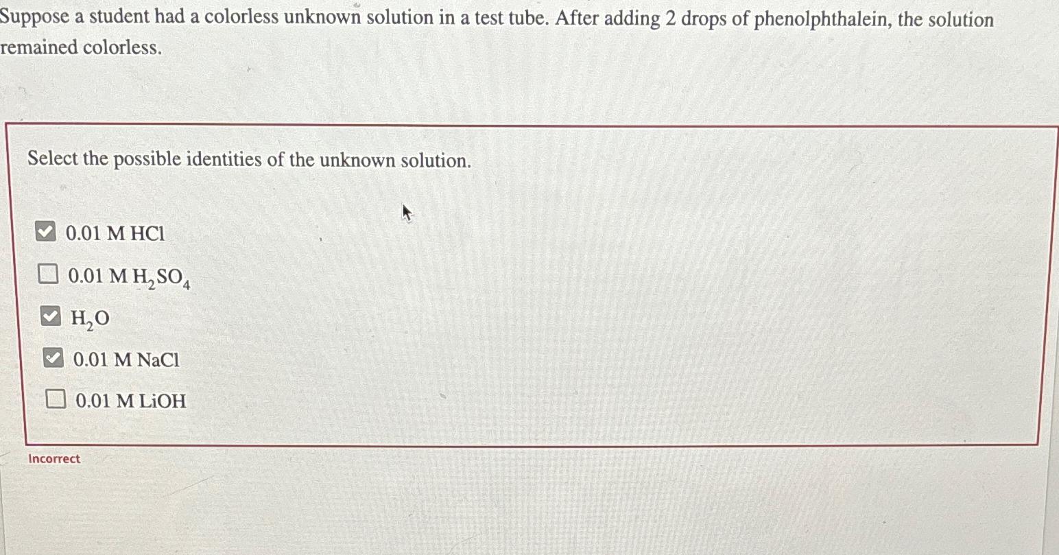 Solved Suppose a student had a colorless unknown solution in | Chegg.com