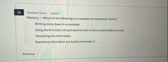 Solved 18Multiple Choice 2 ﻿pointsMemory | ﻿Which of the | Chegg.com