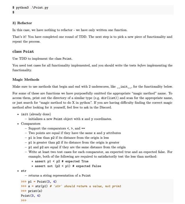 Solved Use test driven development (TDD) to implement a | Chegg.com