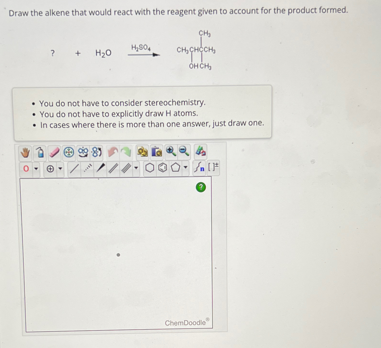 Solved Draw the alkene that would react with the reagent | Chegg.com