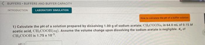 Solved BUFFERS. BUFFERS AND BUFFER CAPACITY LABORATORY | Chegg.com