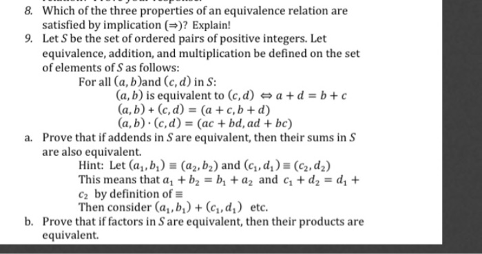 Solved 8. Which of the three properties of an equivalence | Chegg.com