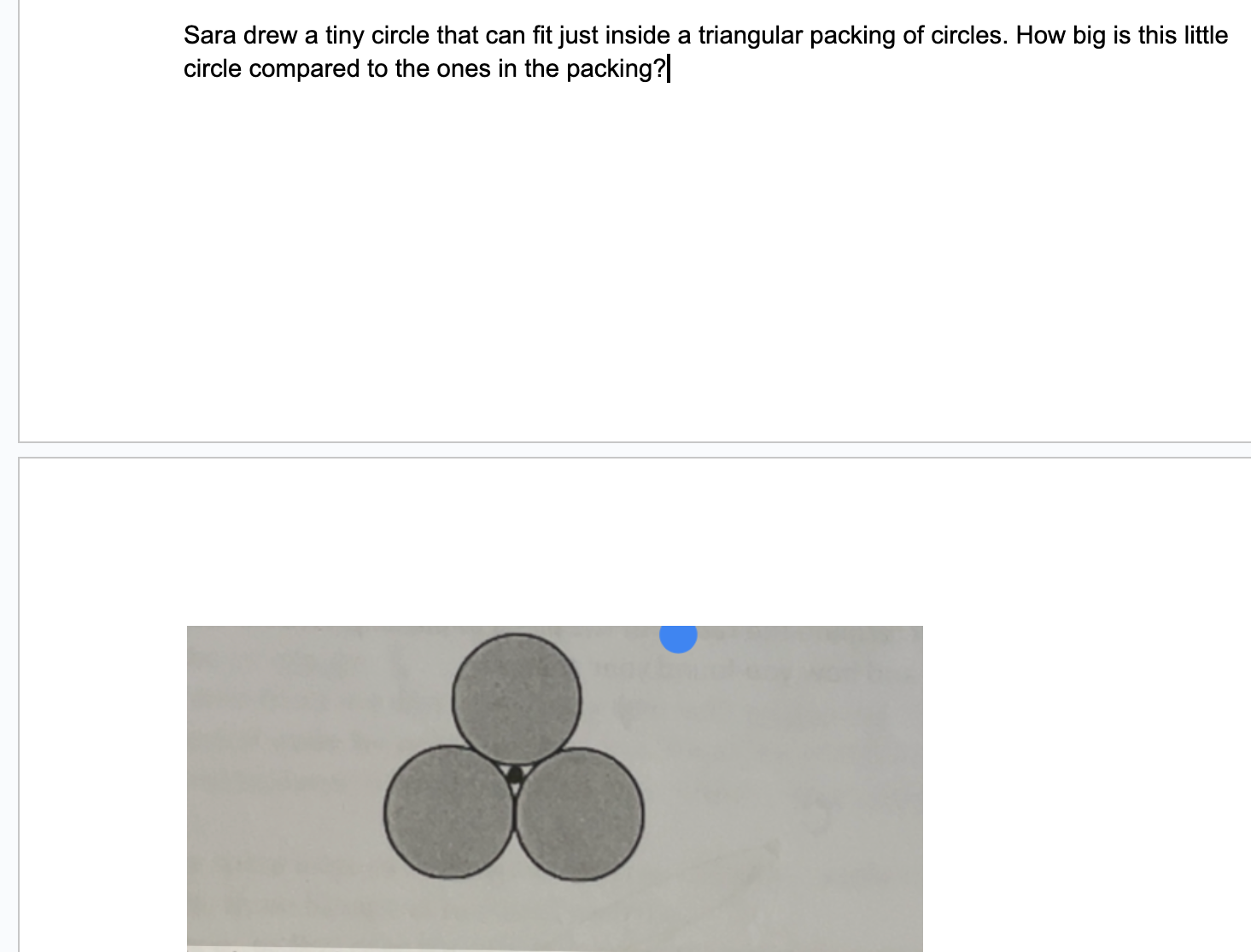 Solved Sara drew a tiny circle that can fit just inside a | Chegg.com