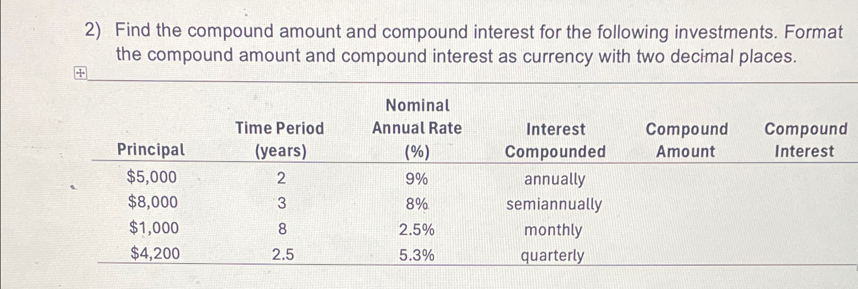 Solved Find the compound amount and compound interest for | Chegg.com