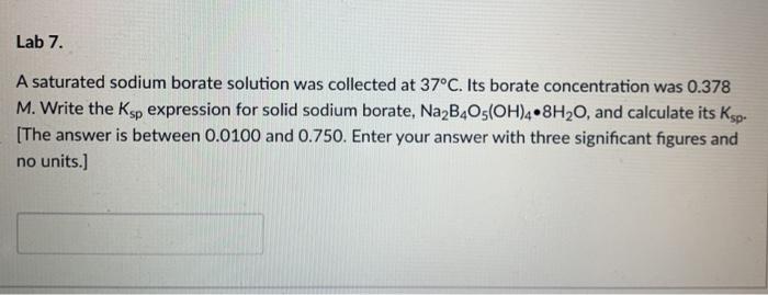 Solved Lab 7. Using all lab groups' Ksp data for dissolving | Chegg.com