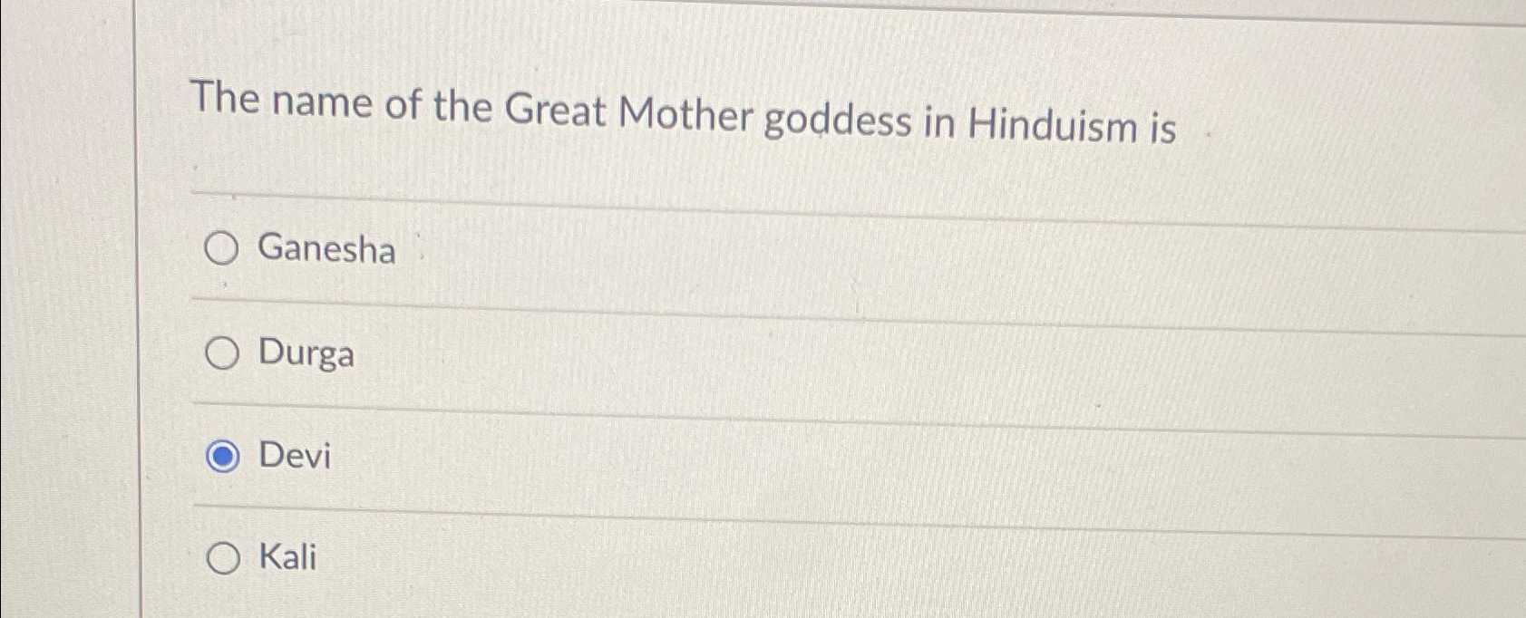 Solved The name of the Great Mother goddess in Hinduism | Chegg.com