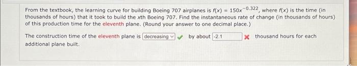 Solved From the textbook, the learning curve for building | Chegg.com