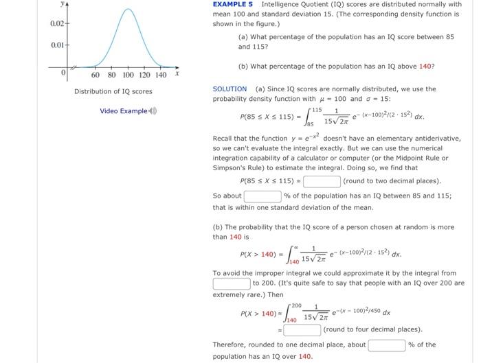 Solved EXAMPLE 5 Intelligence Quotient (IQ) scores are | Chegg.com