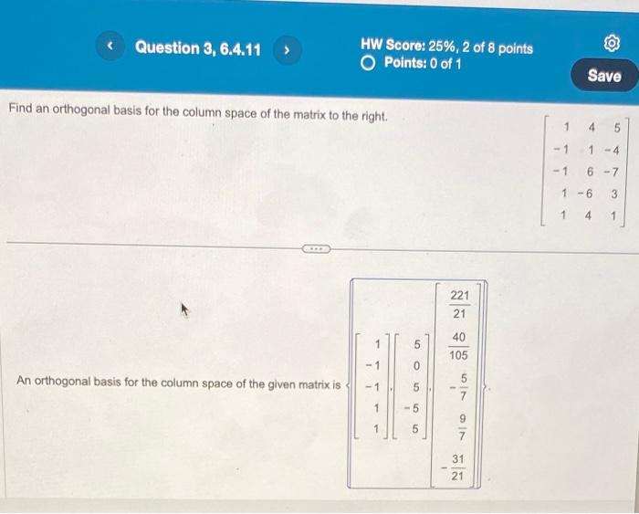 Solved linear algebra please helpfind an orthogonal basis | Chegg.com