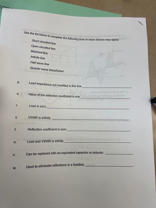 Solved Use the list below to complele the following (one or | Chegg.com