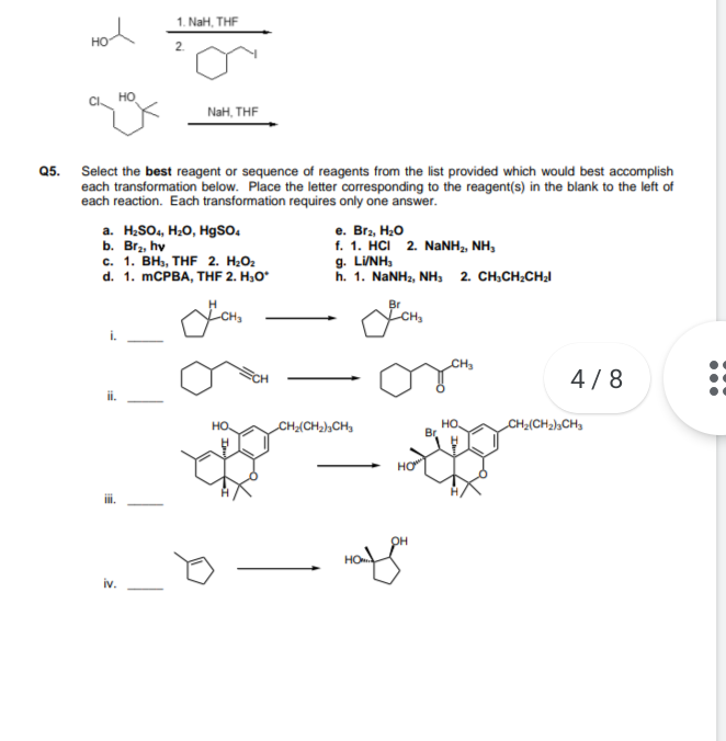 Solved Select the best reagent or sequence of reagents from | Chegg.com