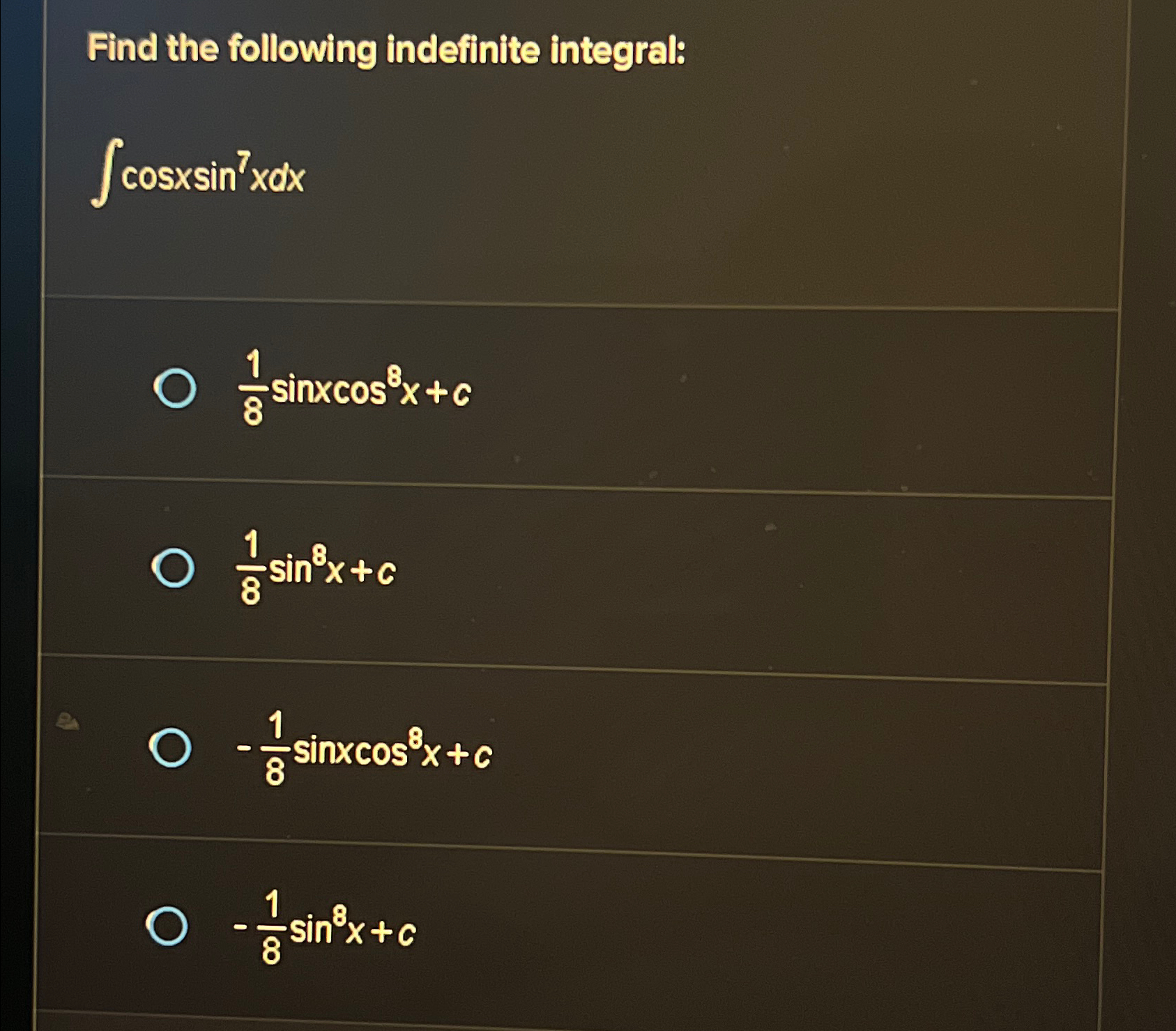 Solved Find the following indefinite integral: | Chegg.com
