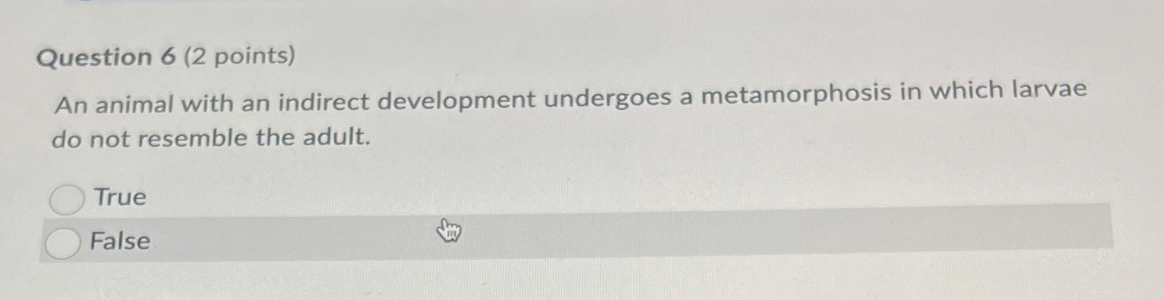 Solved Question 6 (2 ﻿points)An animal with an indirect | Chegg.com
